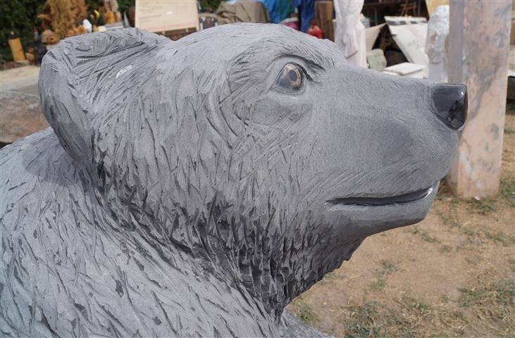Sitting Bear Stone Sculpture