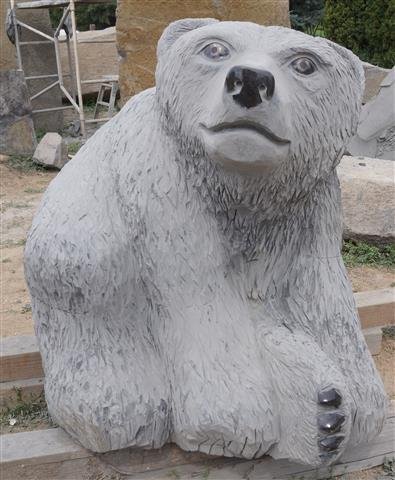Sitting Bear Stone Sculpture